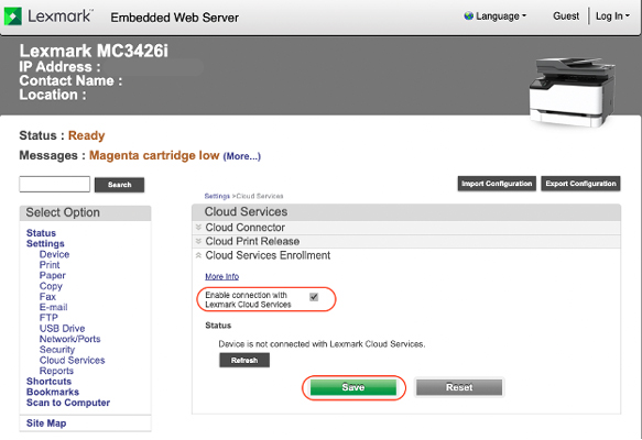 Printer ID on the device information page is not displaying a 15 ...