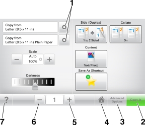 Using the touch-screen buttons | Lexmark MX811