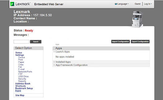 Restoring solutions, licenses, and configuration settings | Lexmark CX725