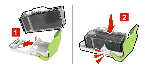 Replacing the staple cartridge holder in the staple finisher | Lexmark ...