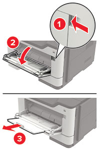 Loading the multipurpose feeder | Lexmark MX421