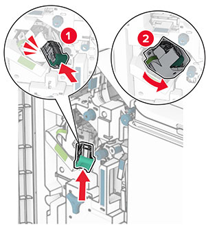 Замена картриджа со скрепками в финишере-брошюровщике | Lexmark XC9655