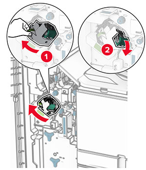 Замена картриджа со скрепками в финишере-брошюровщике | Lexmark XC9655